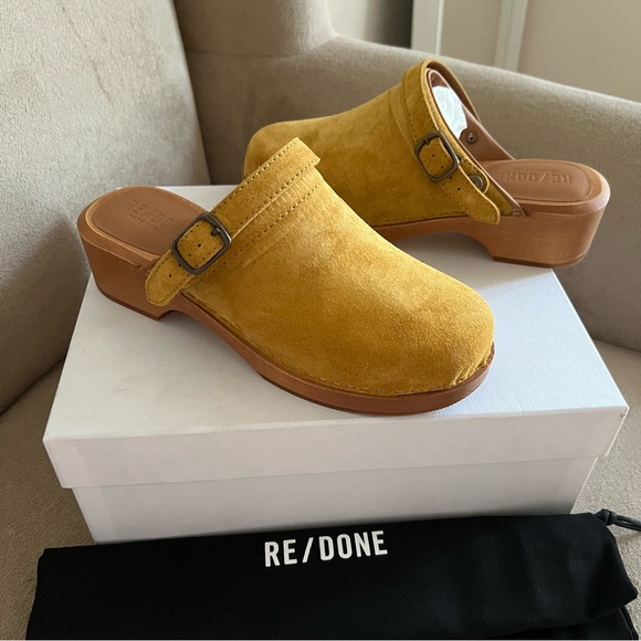 Re/Done | Shoes | Nib Redone 7s Classic Clogs Yellow Suede Size 37 ...